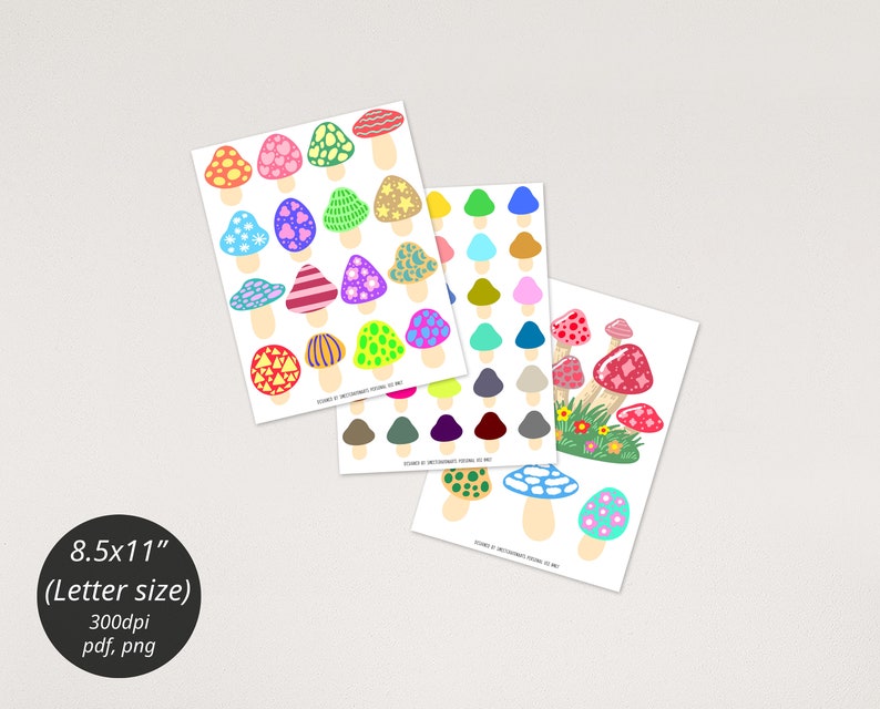 51 Cute Mushroom Digital Sticker Pack Colorful Mushroom | Etsy