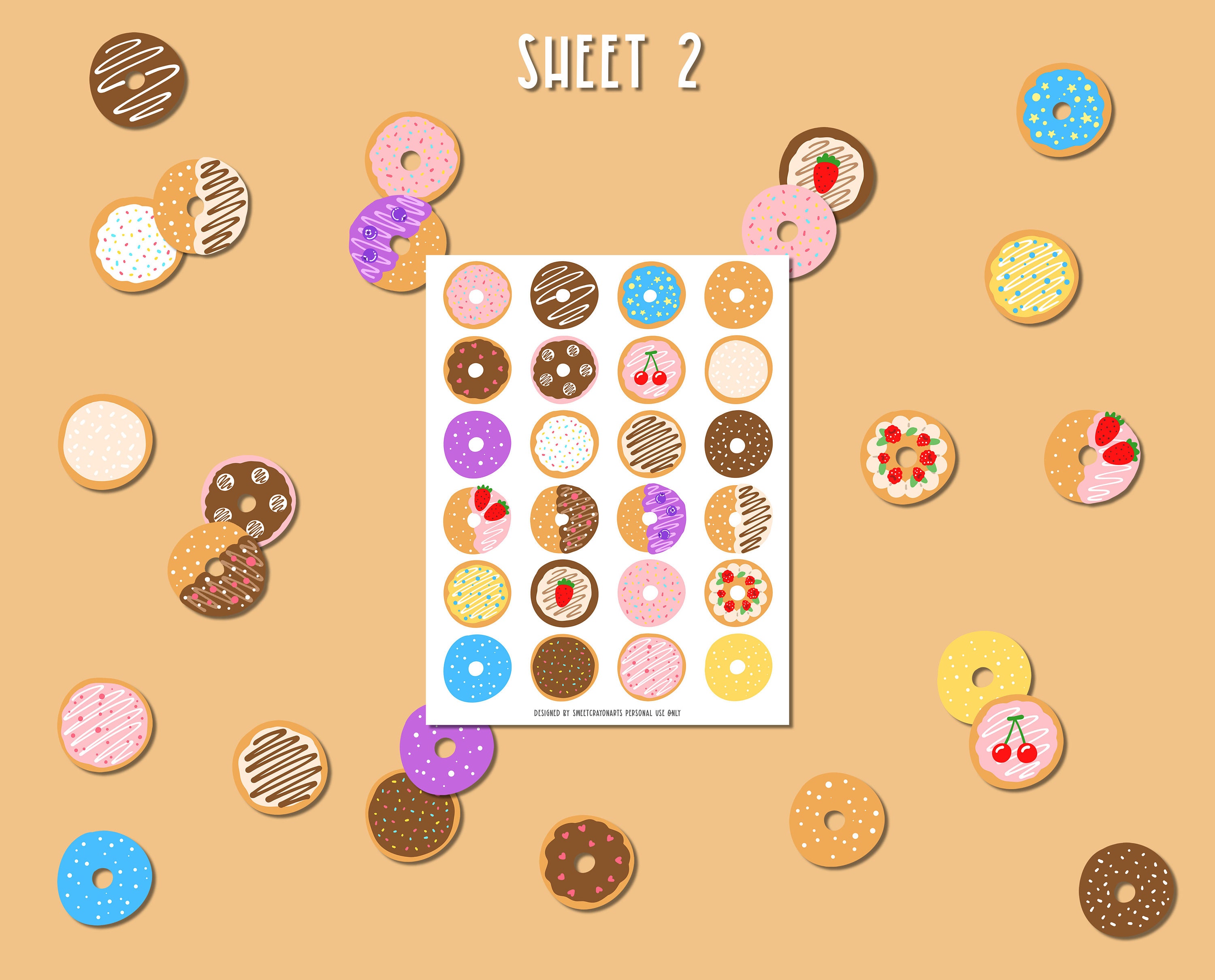 43 Cute Donut Digital Sticker Pack Cute Food Stickers - Etsy