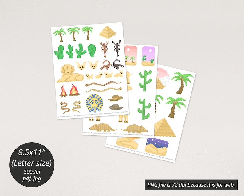Desert Pixel Art Sticker Pack: Goodnotes, iPad Stickers, Digital ...