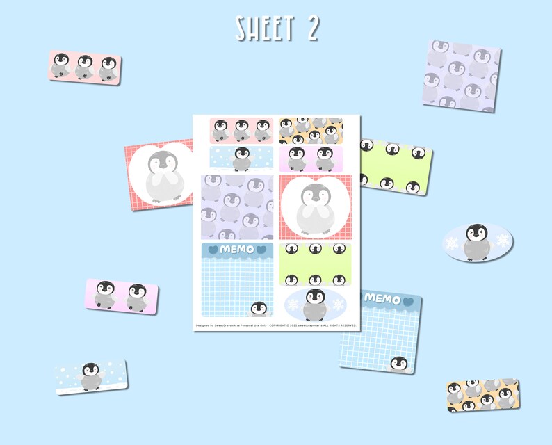 40 Cute Penguin Digital Sticker Pack Baby Emperor Penguin - Etsy