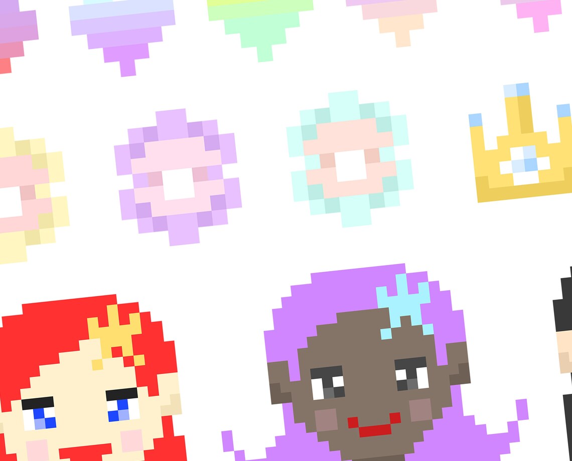 54 Mermaid Pixel Art Digital Sticker Pack Printable Stickers - Etsy