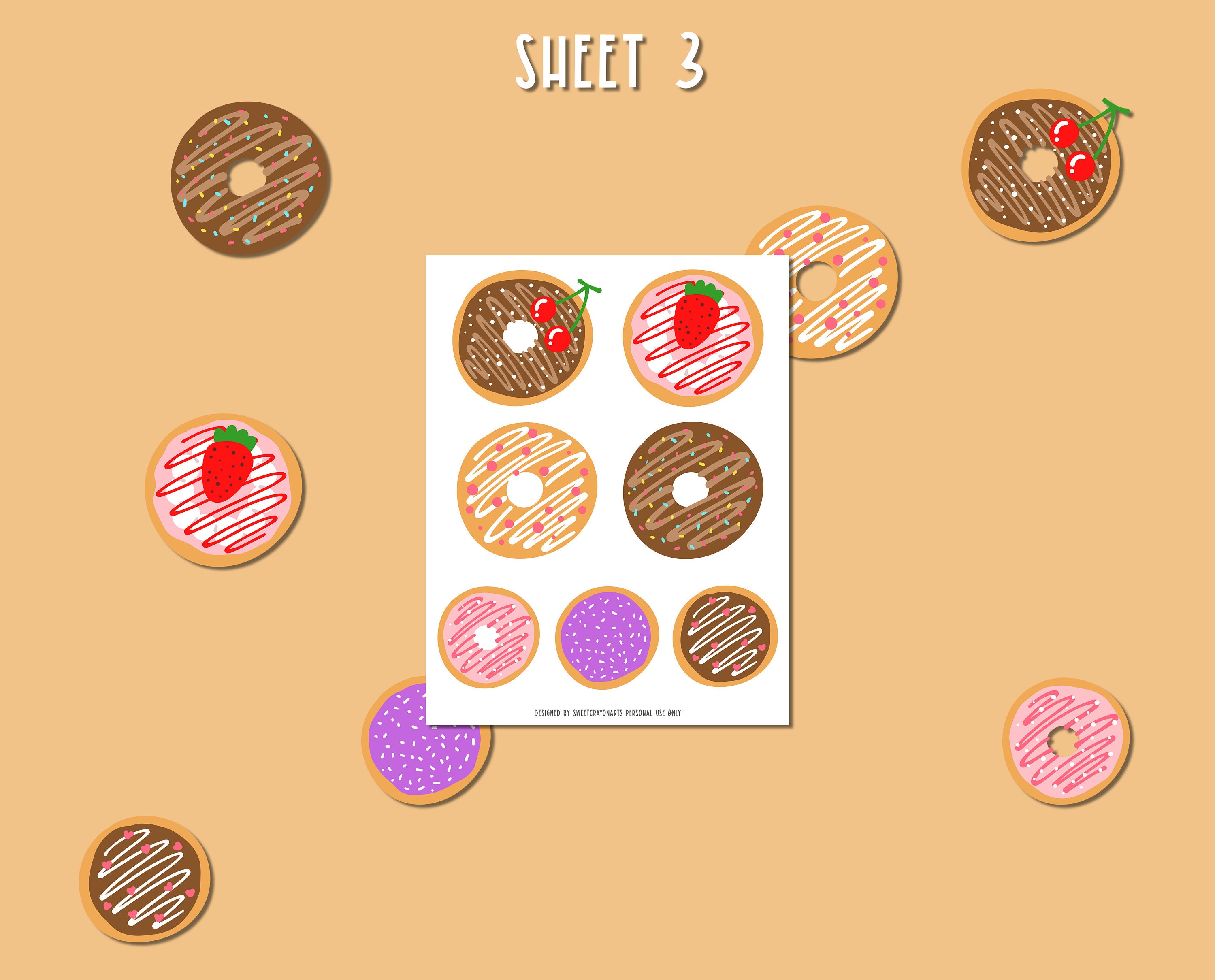 43 Cute Donut Digital Sticker Pack Cute Food Stickers - Etsy