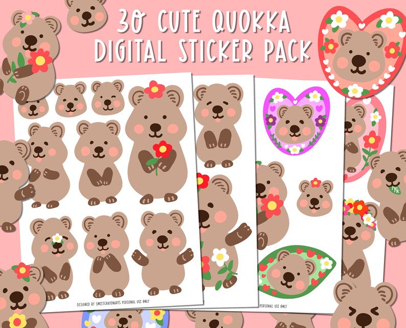 30 Cute Quokka Digital Sticker Pack Printable Stickers - Etsy