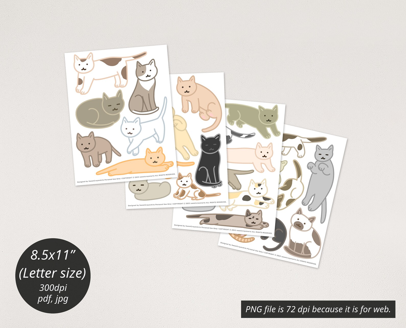 27 Cute Cat Digital Sticker Pack Cute Cat Printable Stickers - Etsy