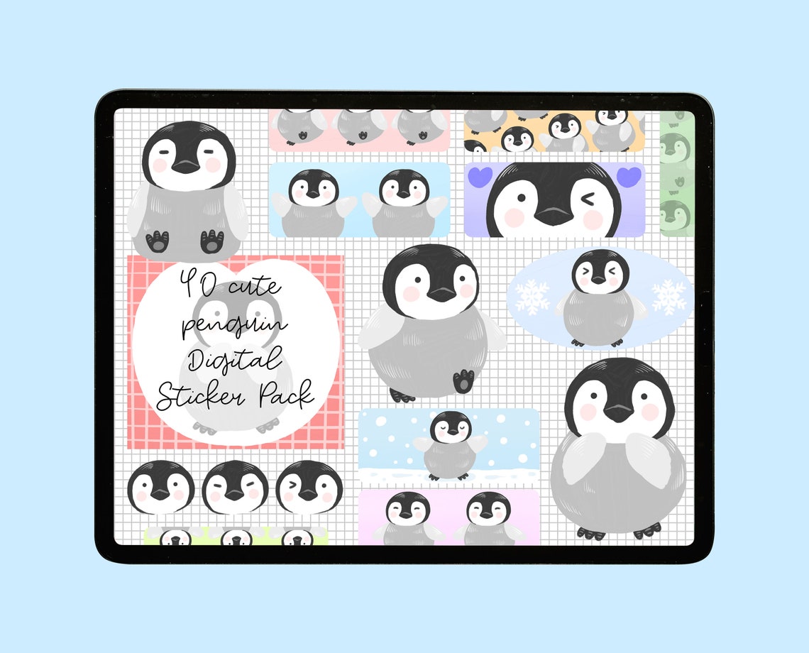 40 Cute Penguin Digital Sticker Pack Baby Emperor Penguin - Etsy