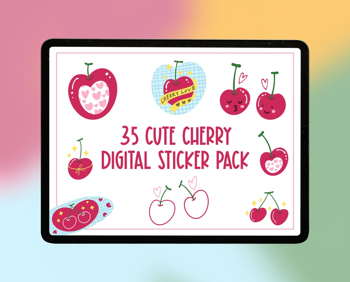 35 Cute Cherry Digital Sticker Pack Goodnotes Stickers - Etsy