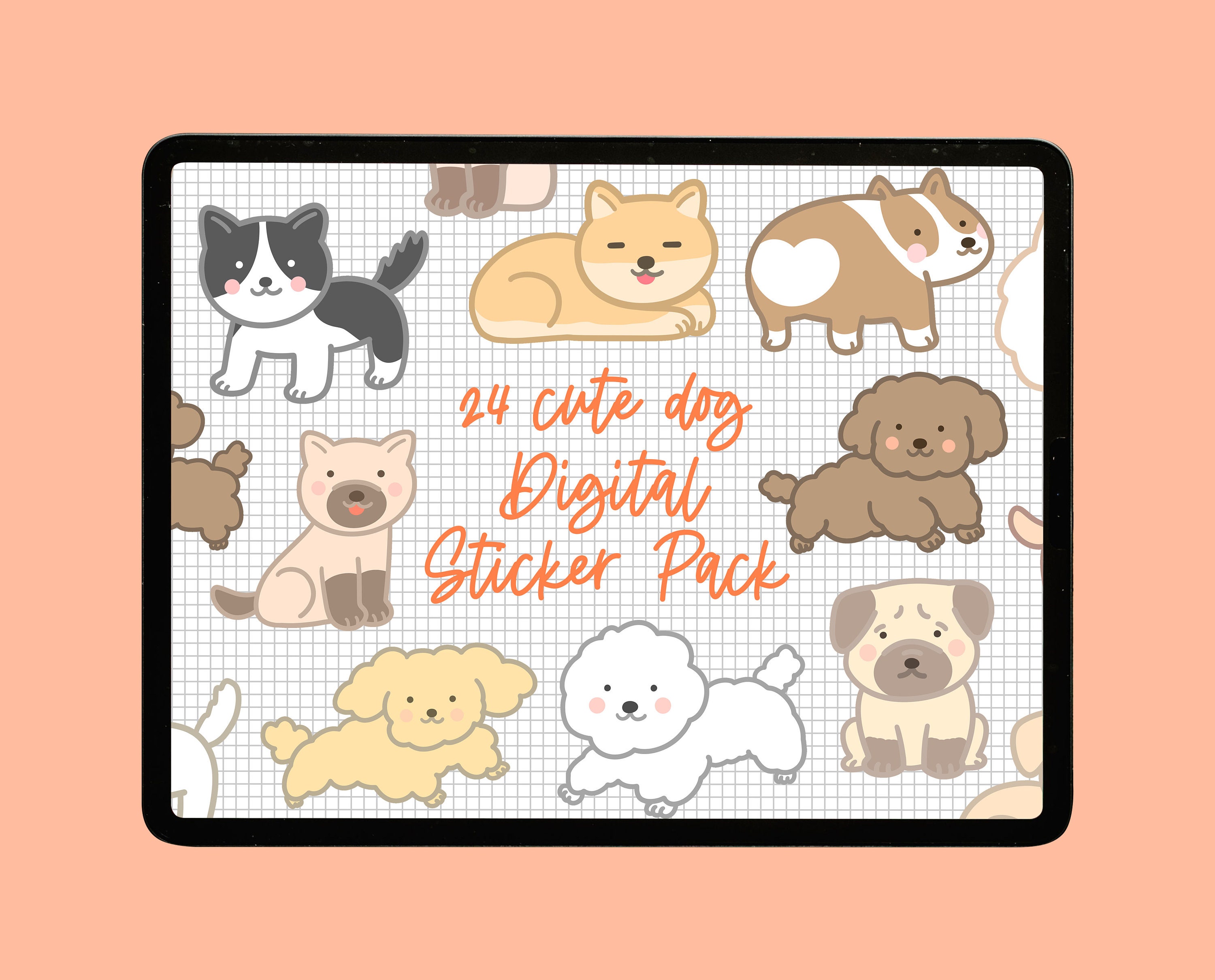 24 Cute Dog Digital Sticker Pack Cute Puppy Printable - Etsy