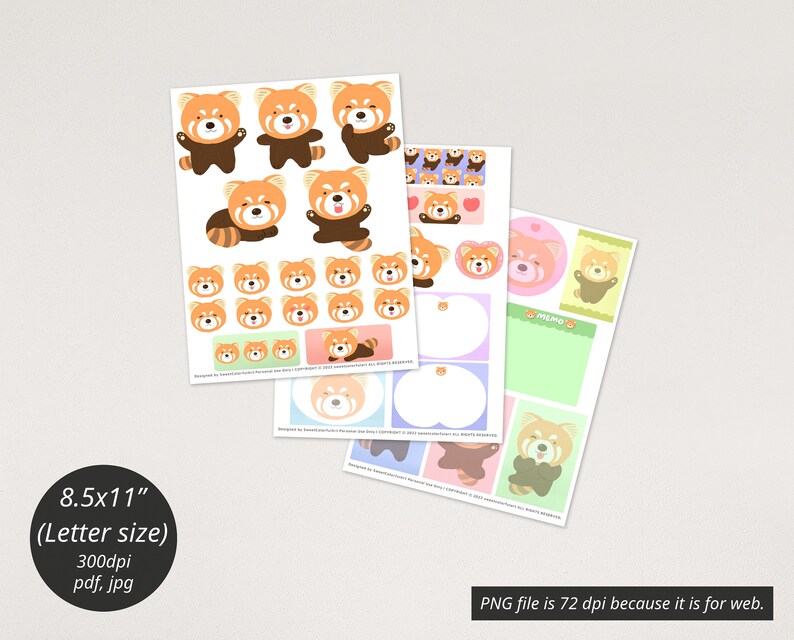 36 Cute Red Panda Digital Sticker Pack Red Panda Printable - Etsy