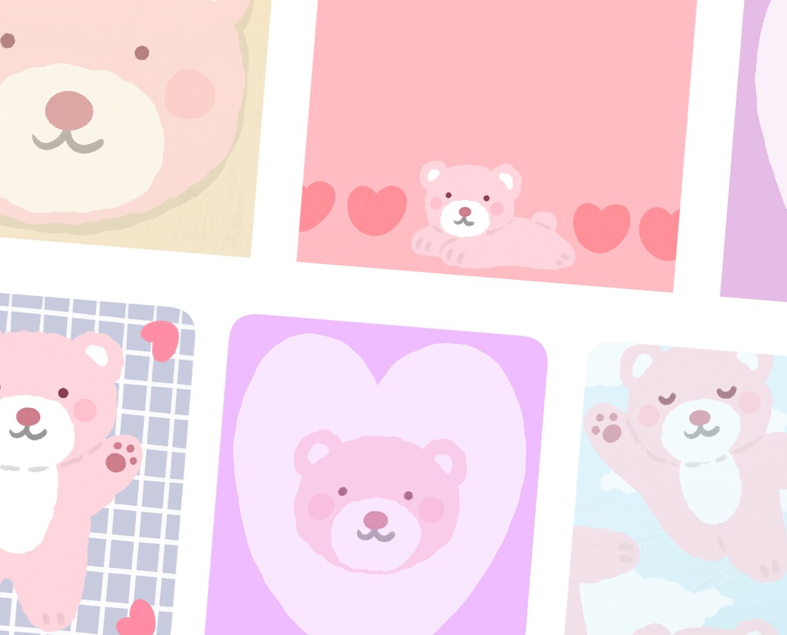 41 Cute Pink Bear Digital Sticker Pack Cute Bear Printable - Etsy