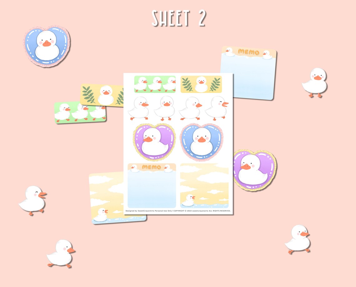 31 Cute Duck Digital Sticker Pack Cute Duck Printable - Etsy