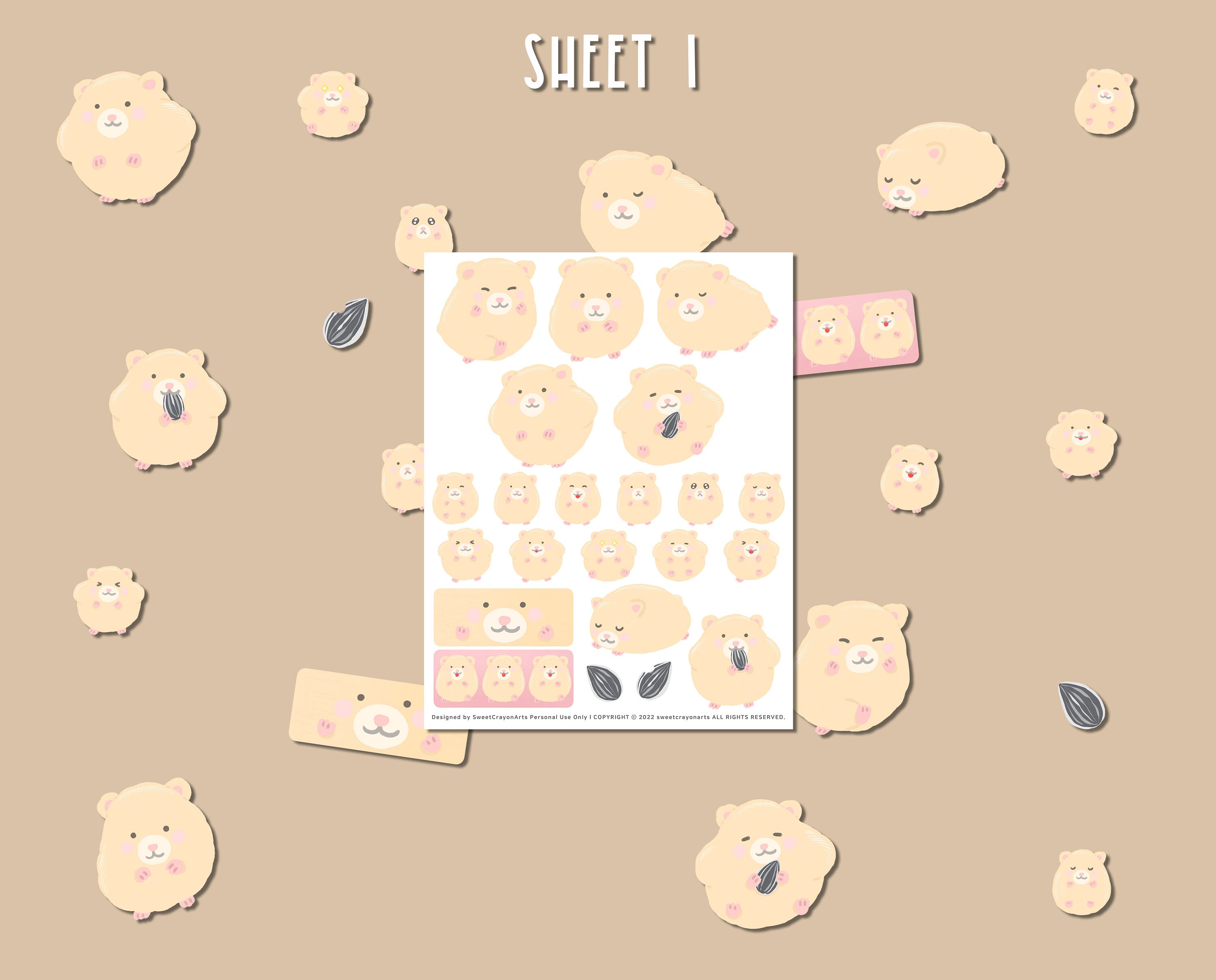 39 Cute Hamster Digital Sticker Pack, Beige Hamster Printable Stickers ...