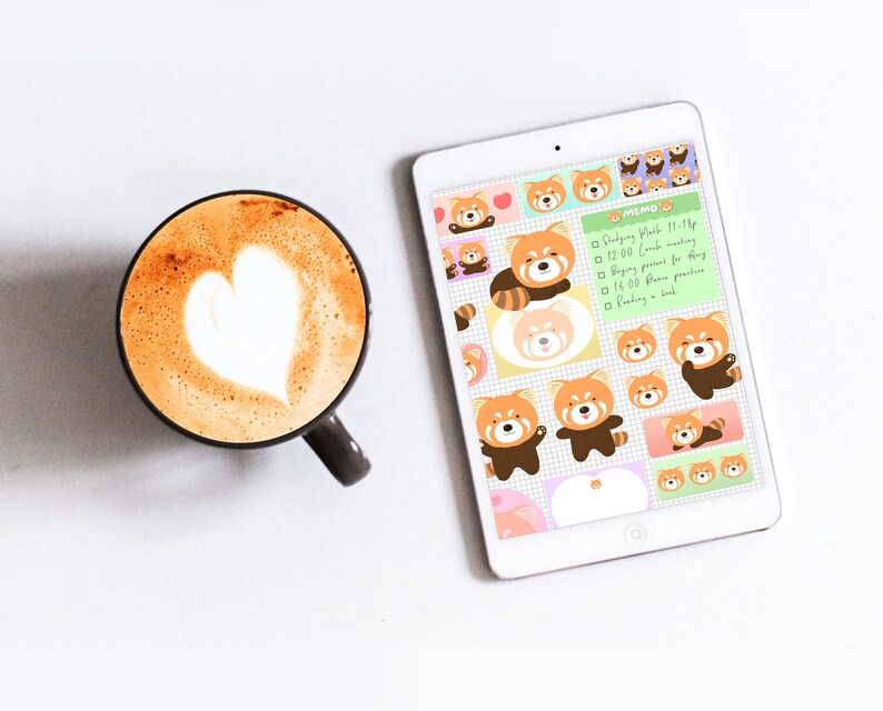 36 Cute Red Panda Digital Sticker Pack Red Panda Printable - Etsy