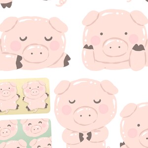 35 Cute Pig Digital Sticker Pack, Cute Pig Printable Stickers, Pig Png ...