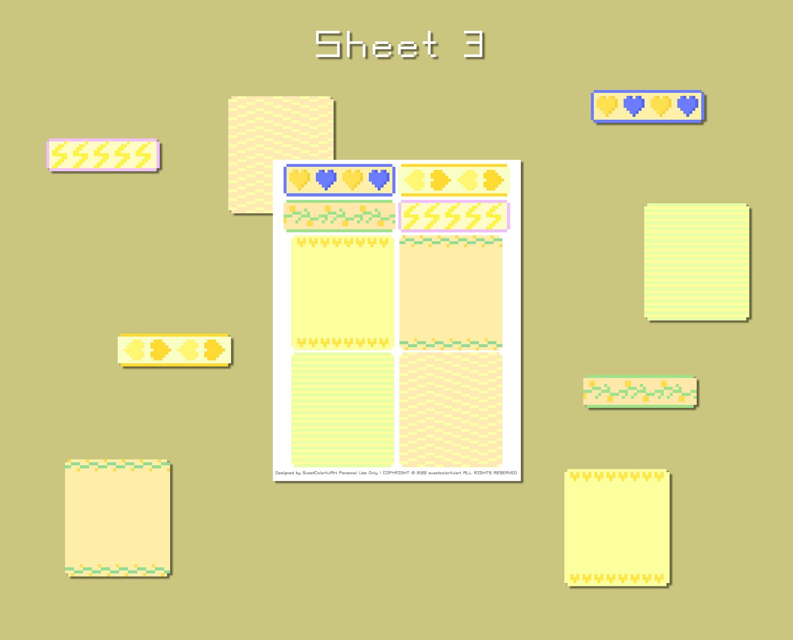 60 Yellow Pixel Art Digital Sticker Pack Cute Pixel Art - Etsy