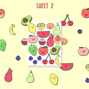 53 Cute Fruit Digital Stickers, Fruit Printable Sticker, Goodnotes ...