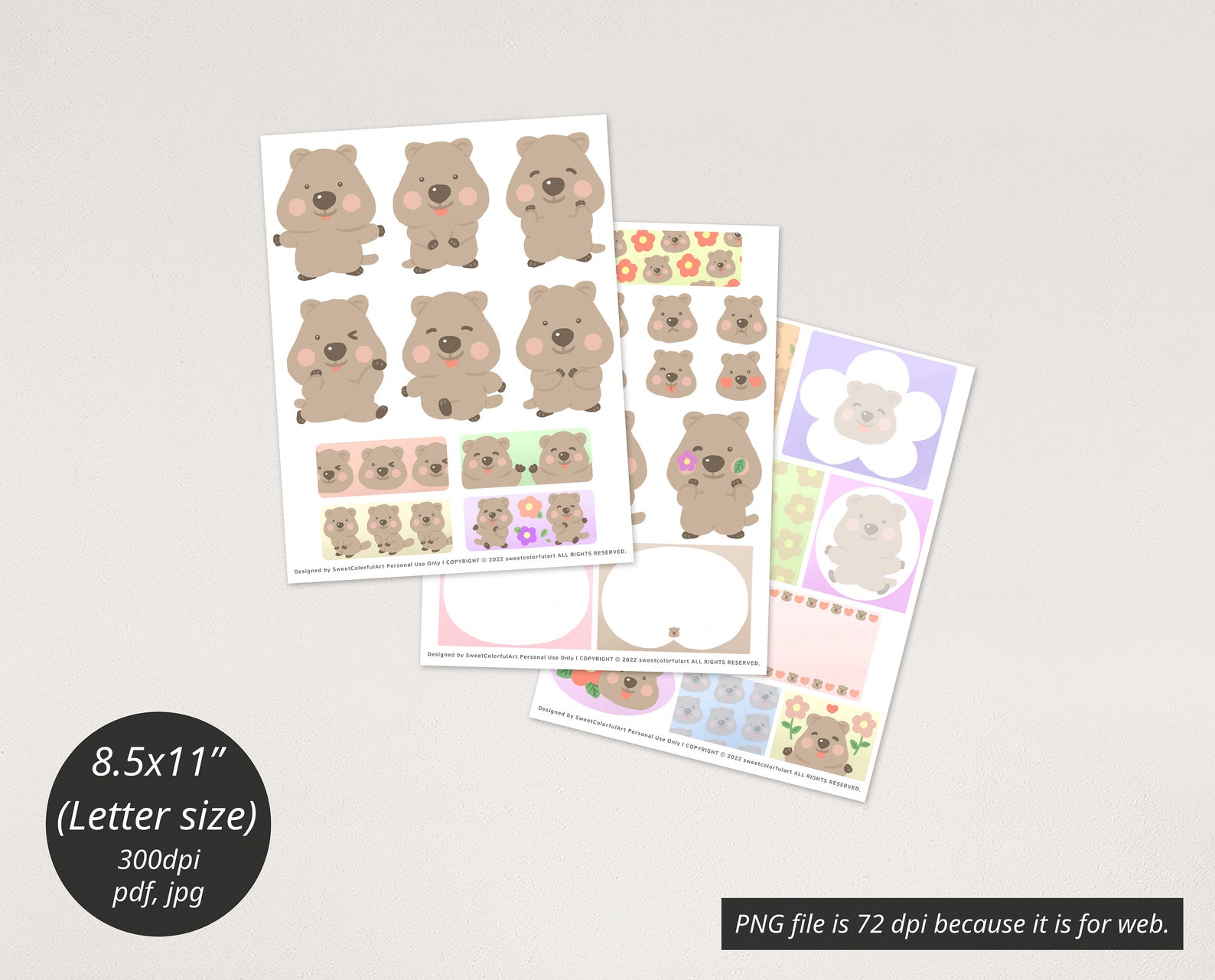37 Cute Quokka Digital Sticker Pack, Cute Quokka Printable Stickers ...