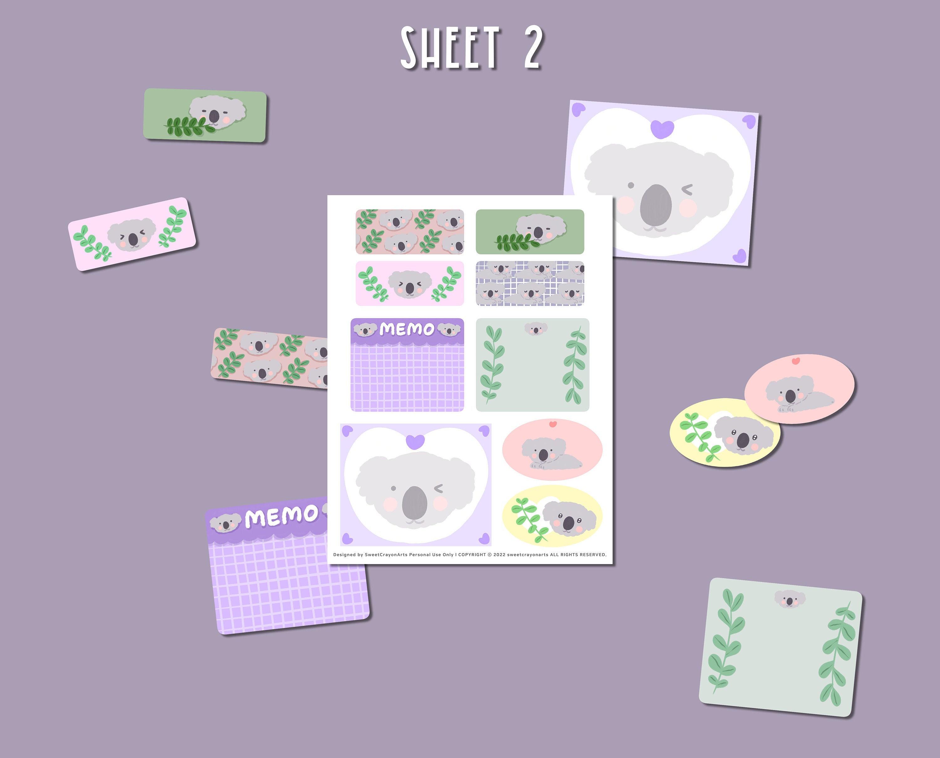 35 Cute Koala Digital Sticker Pack, Cute Koala Printable Stickers ...