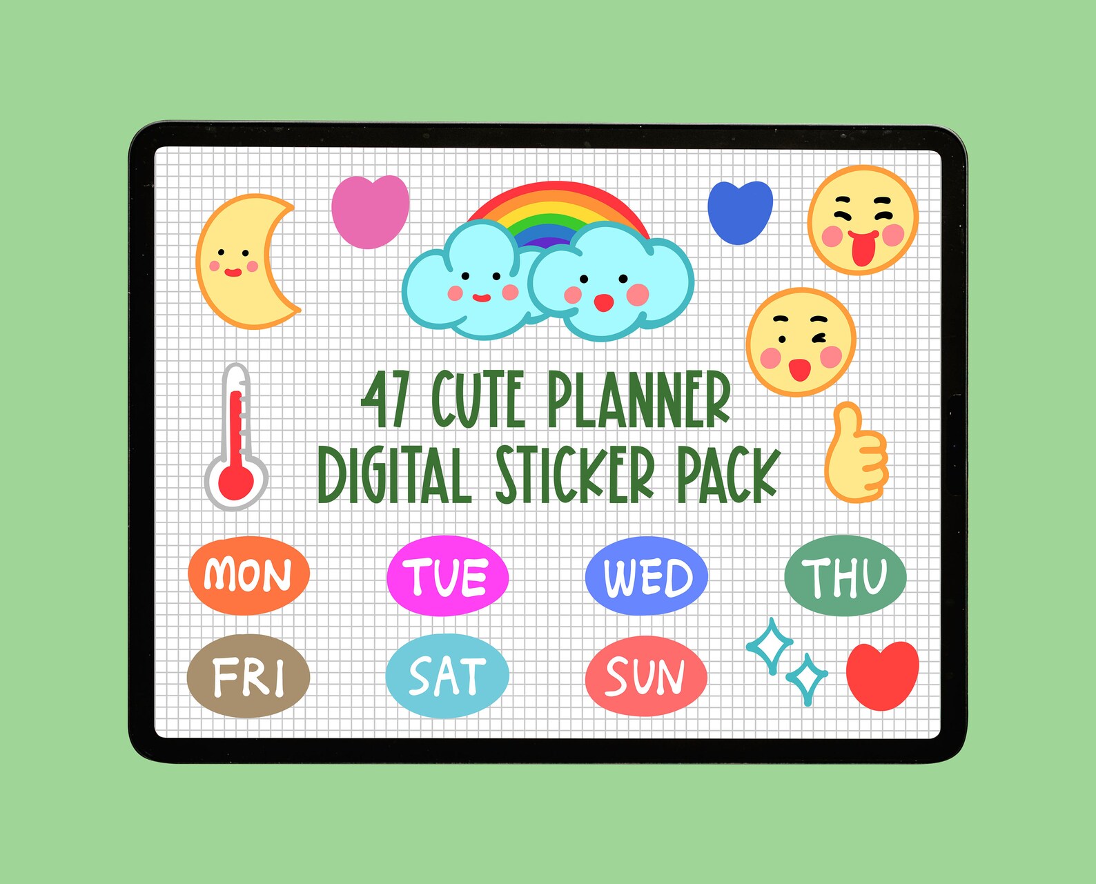 47 Cute Planner Digital Sticker Pack, Weather Sticker, Stickers for ...
