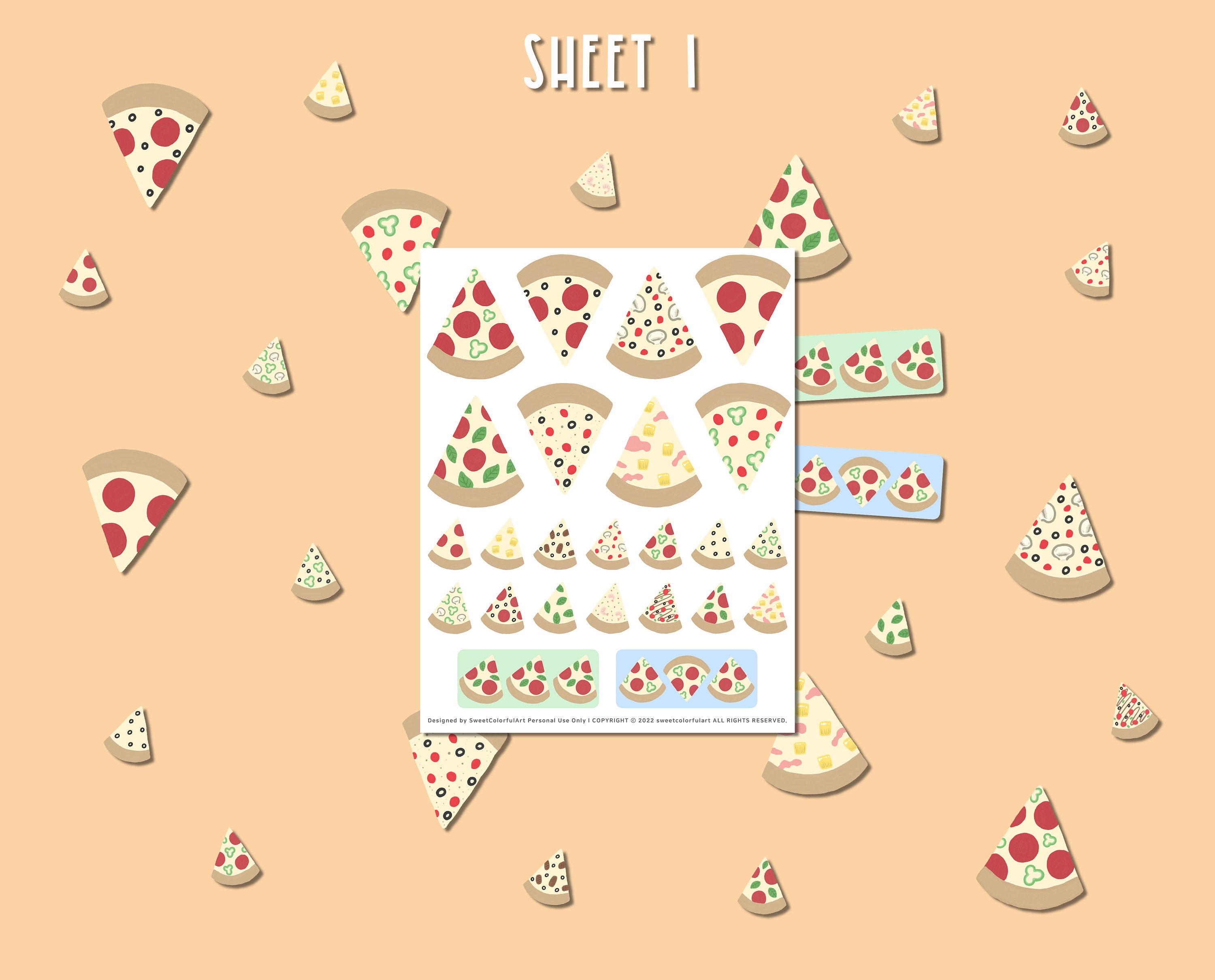 42 Cute Pizza Digital Sticker Pack, Pizza Printable Stickers, Goodnotes ...