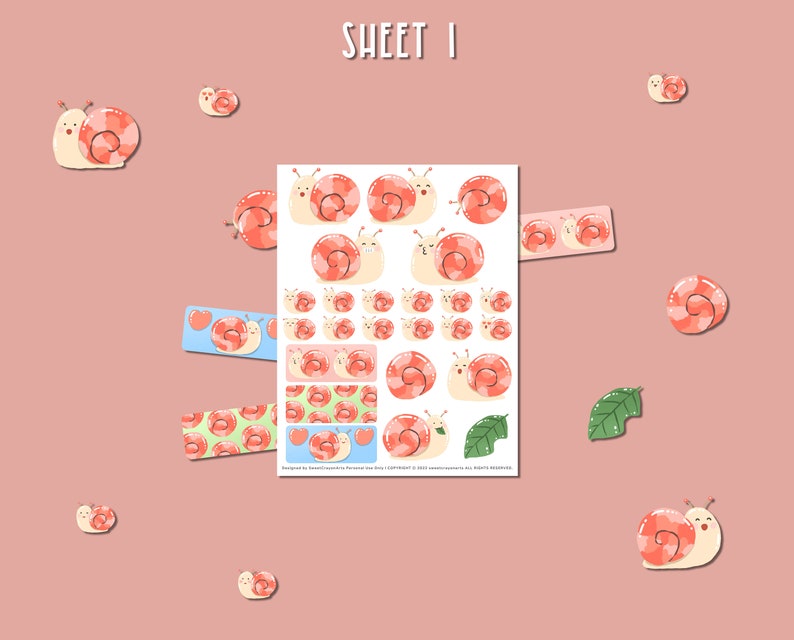 Snail Sticker Pack: Cute and Colorful Goodnotes, Printable, and Digital ...