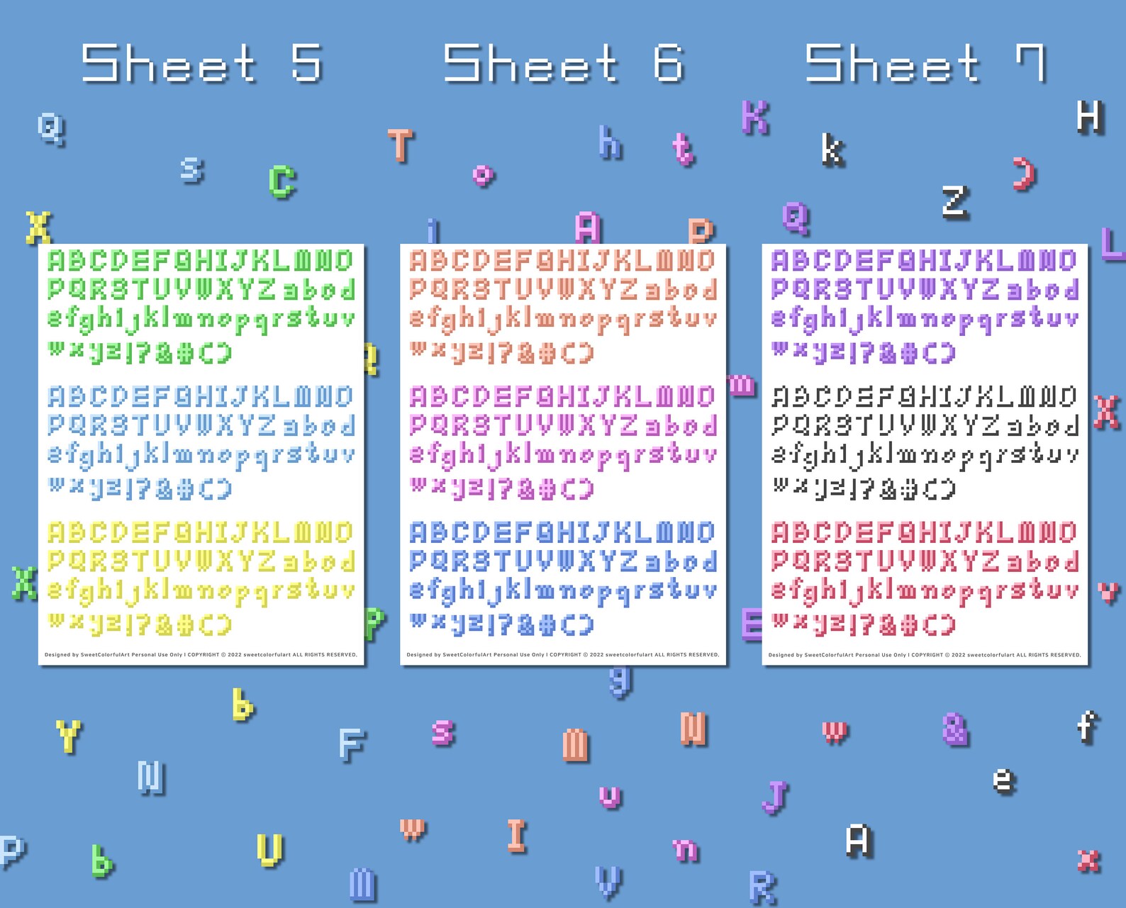 1392 Cute Pixel Alphabet Digital Sticker Pack Letter - Etsy