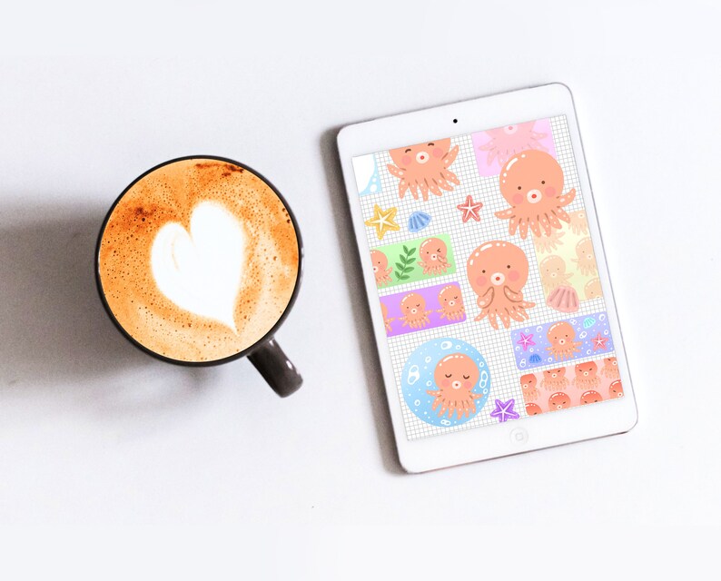 37 Cute Octopus Digital Sticker Pack Cute Octopus Printable - Etsy