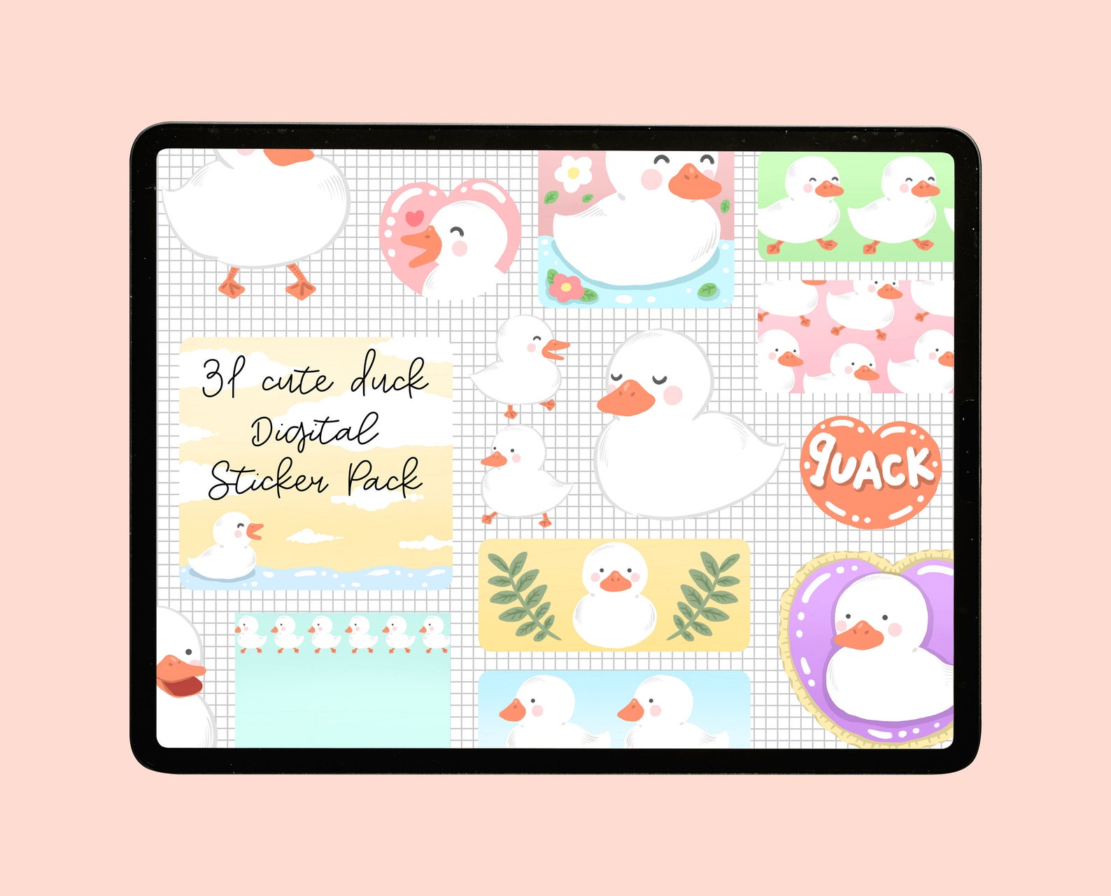 31 Cute Duck Digital Sticker Pack, Cute Duck Printable Stickers ...