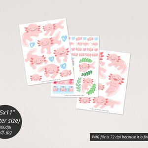 Axolotl Stickers: Ocean-themed Goodnotes and Printable Sticker Pack ...