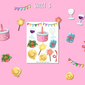 45 Home Party Digital Sticker Pack, Printable Stickers, Confetti ...