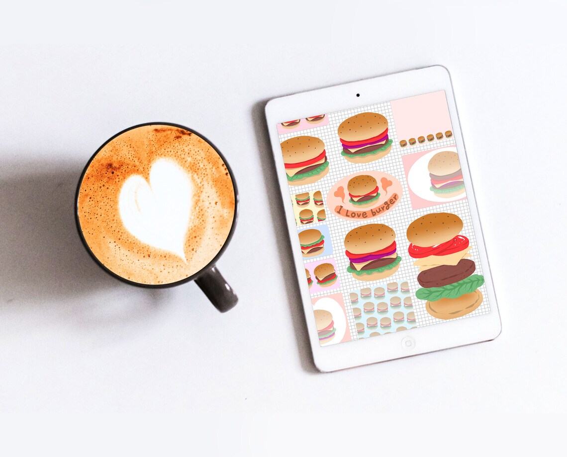 45 Cute Hamburger Digital Sticker Pack Hamburger Printable - Etsy