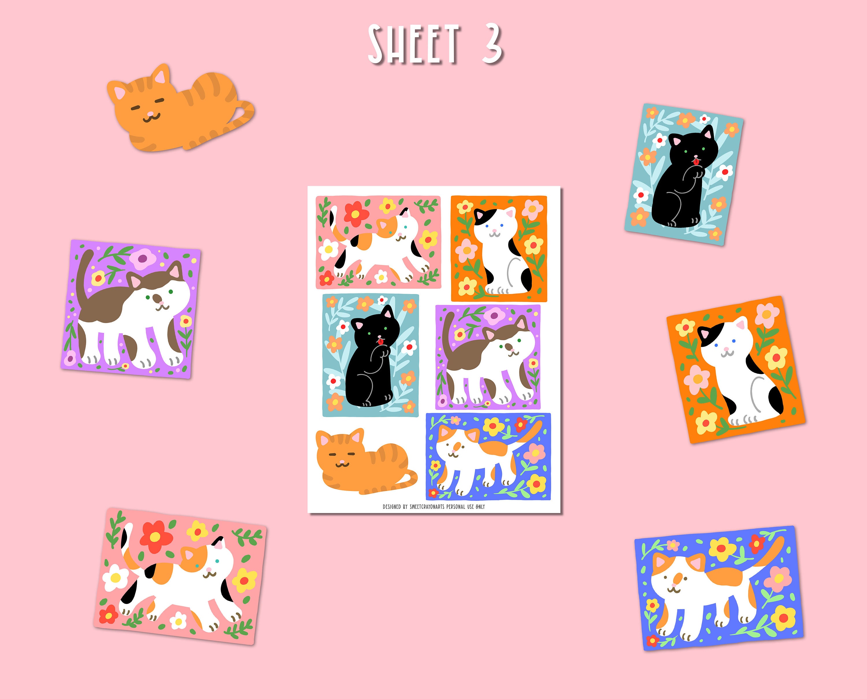 30 Cute Cat Sticker Pack Stickers for iPad Printable - Etsy