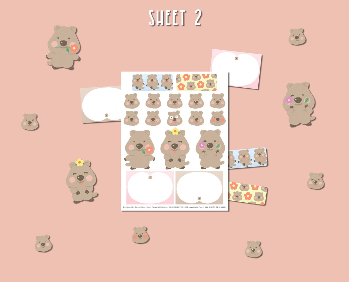 37 Cute Quokka Digital Sticker Pack, Cute Quokka Printable Stickers ...