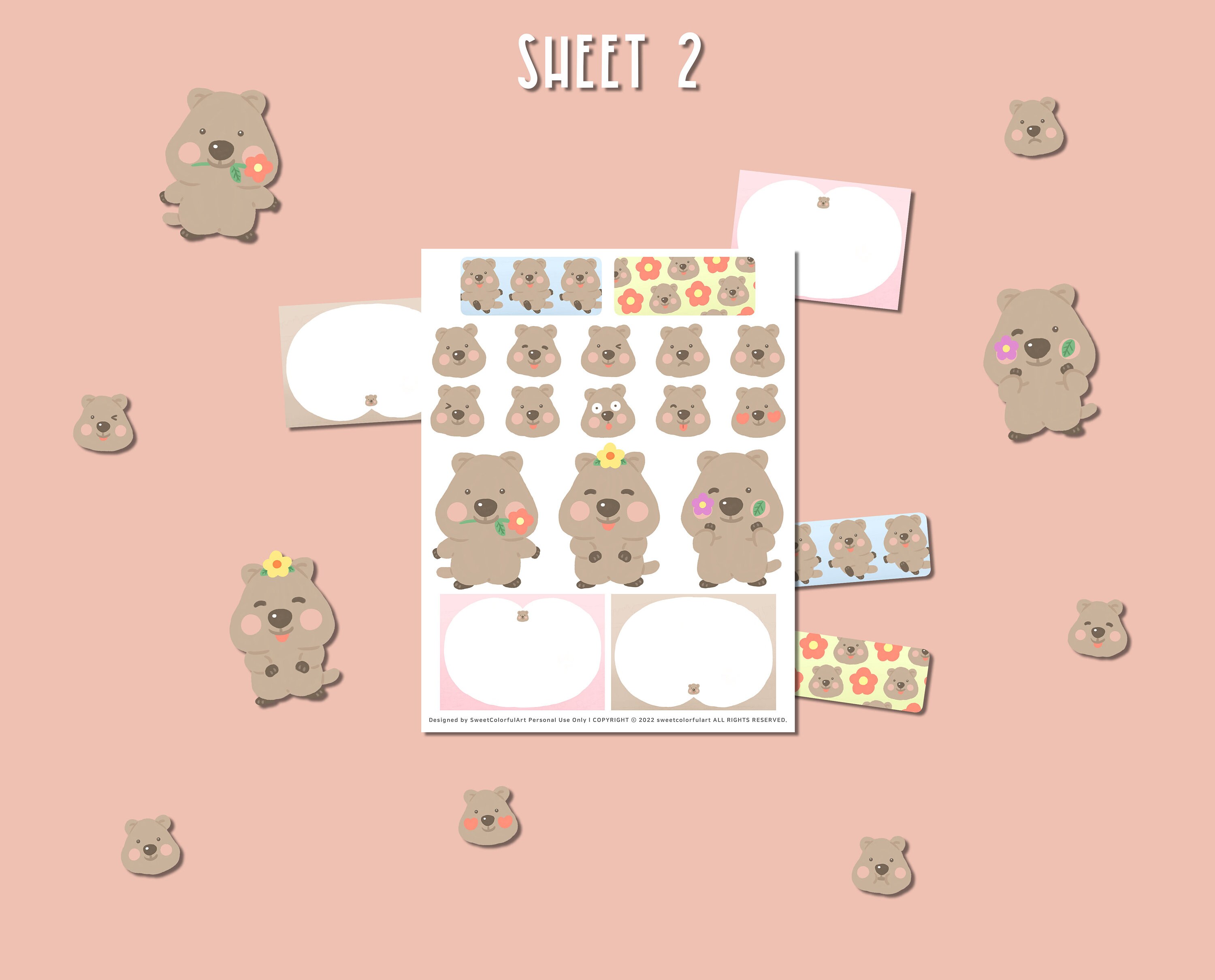 37 Cute Quokka Digital Sticker Pack, Cute Quokka Printable Stickers ...