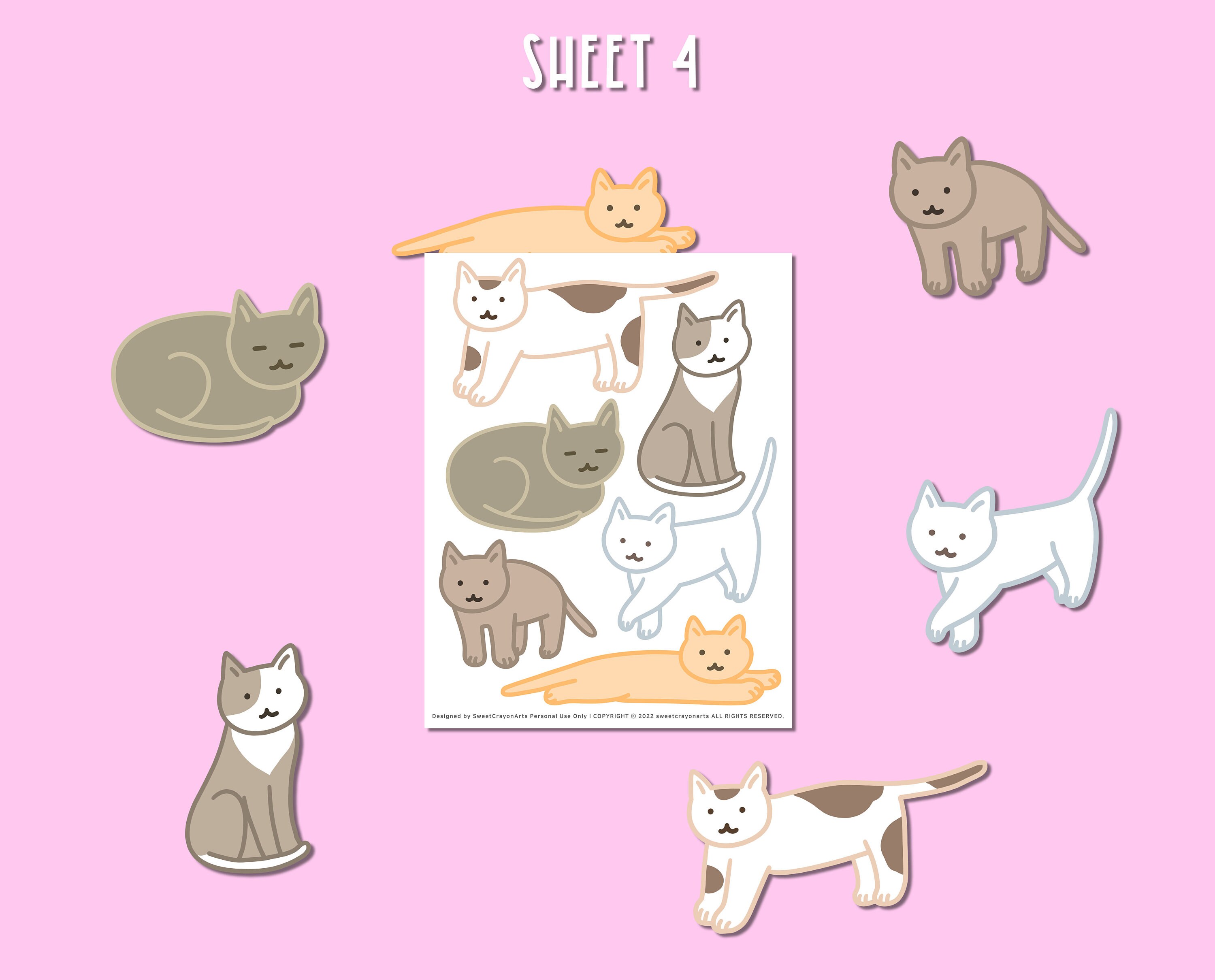 27 Cute Cat Digital Sticker Pack Cute Cat Printable Stickers - Etsy