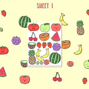 53 Cute Fruit Digital Stickers, Fruit Printable Sticker, Goodnotes ...