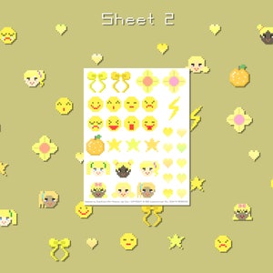 60 Yellow Pixel Art Digital Sticker Pack Cute Pixel Art - Etsy