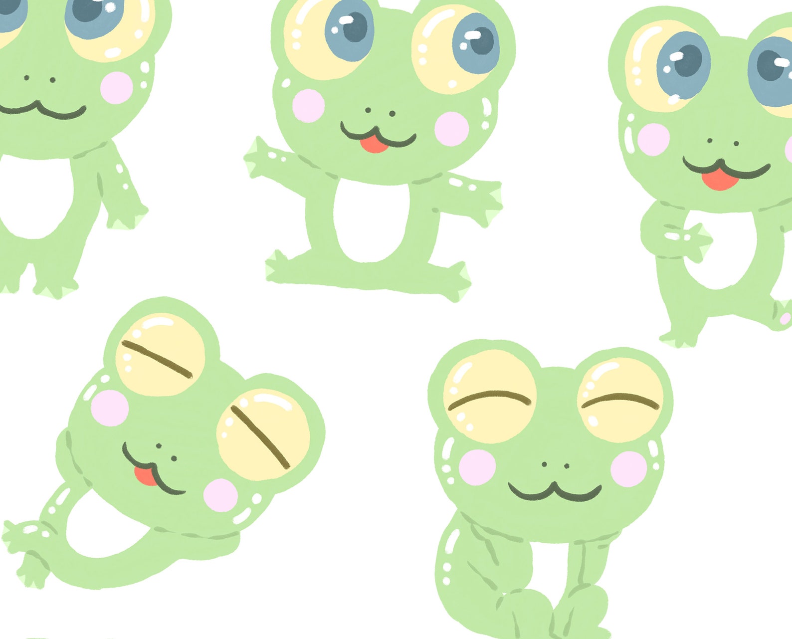 42 Cute Frog Digital Sticker Pack, Green Frog Printable Stickers ...