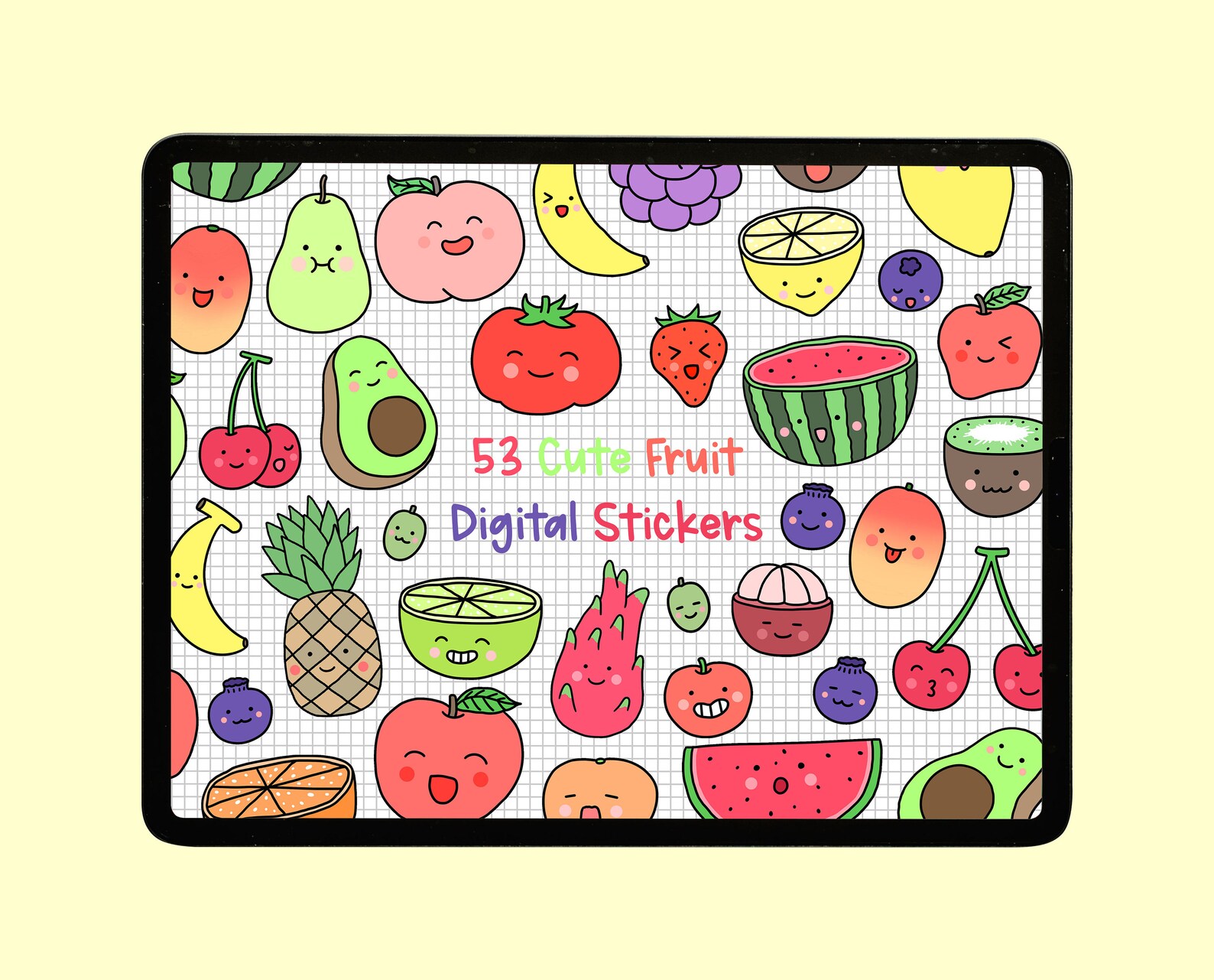 53 Cute Fruit Digital Stickers, Fruit Printable Sticker, Goodnotes ...