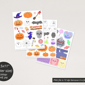 57 Cute Halloween Digital Sticker Pack, Pumpkin Halloween Printable ...