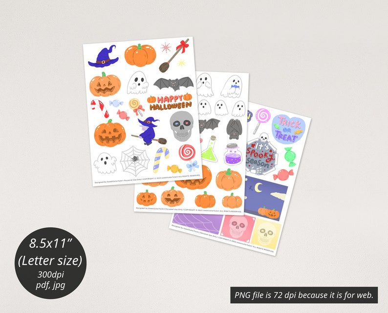 57 Cute Halloween Digital Sticker Pack, Pumpkin Halloween Printable ...