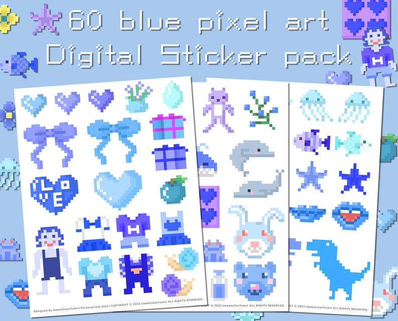 Pixel Art Sticker Pack: Goodnotes, Printable, Planner, Digital Download ...
