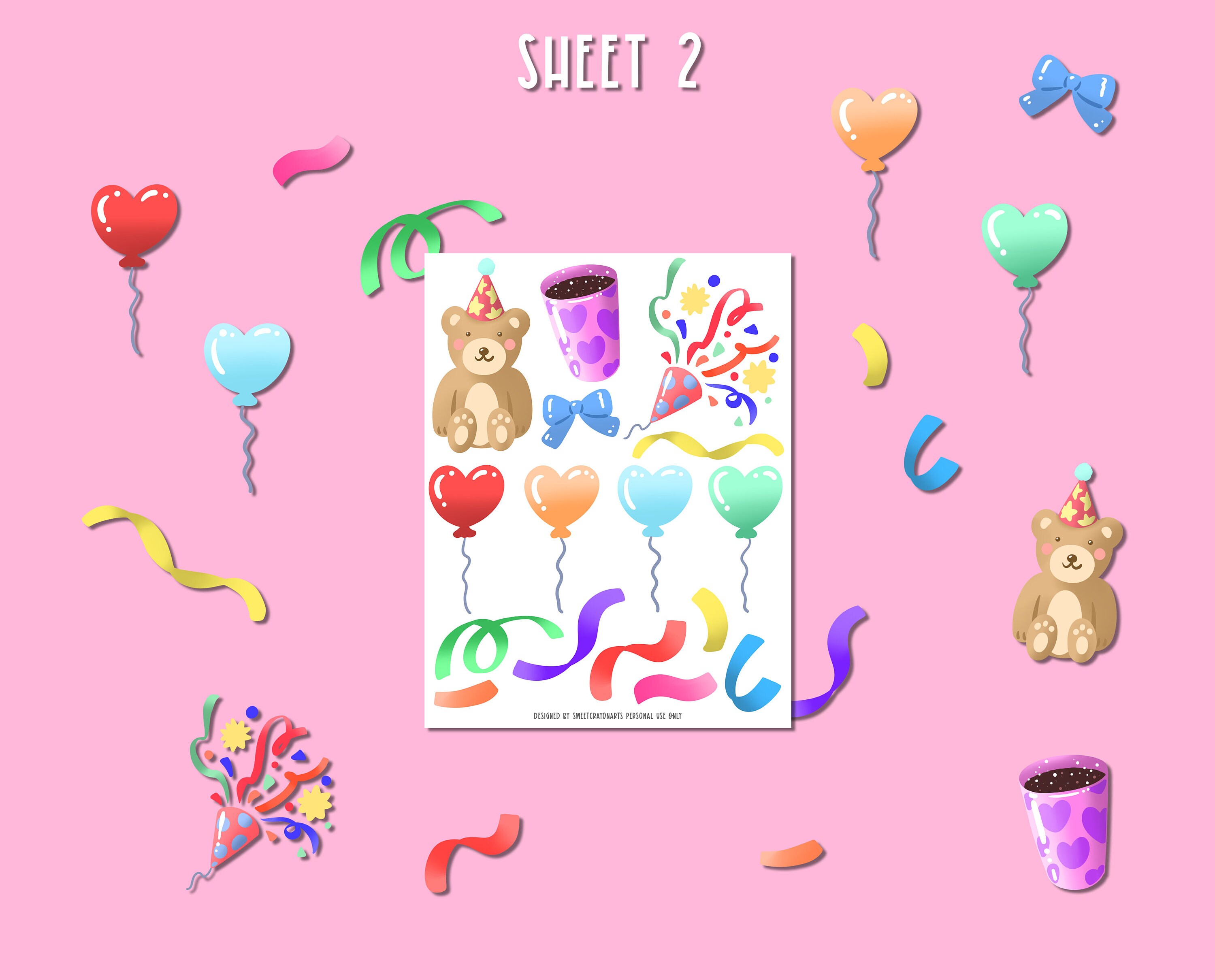 45 Home Party Digital Sticker Pack, Printable Stickers, Confetti ...