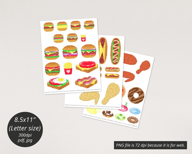 Pixel Art Fast Food Stickers: Goodnotes, Printable, PNG, Ipad ...