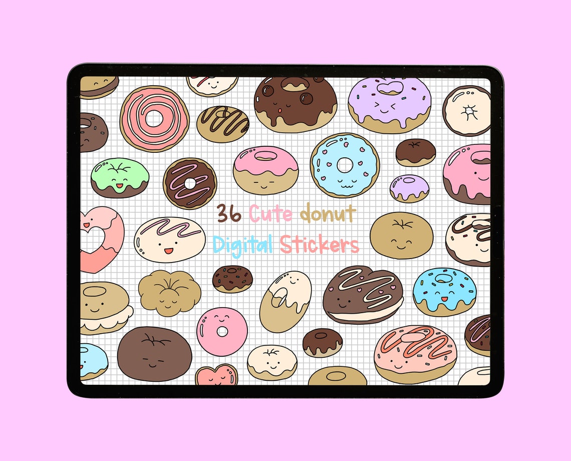 36 Cute Donut Digital Stickers Cute Doughnut Printable - Etsy