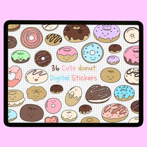 36 Cute Donut Digital Stickers, Cute Doughnut Printable Stickers, Cute ...