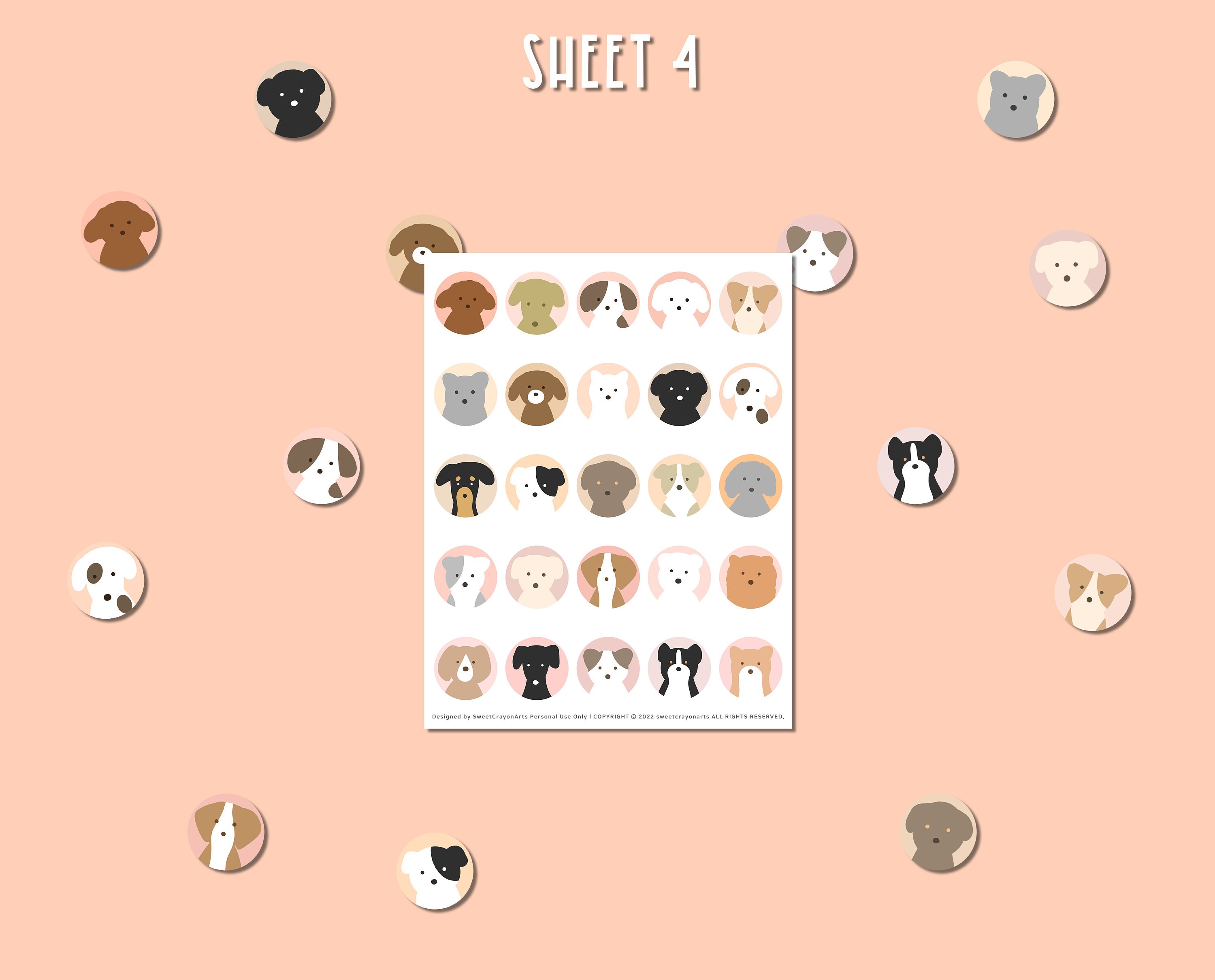 45 Cute Puppy Digital Sticker Pack, Dog Printable Stickers, Cute ...