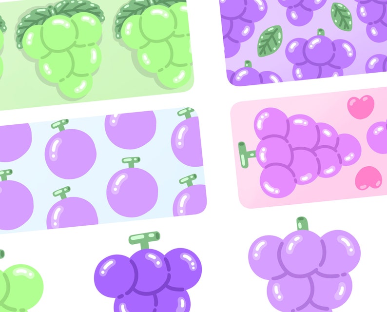 40 Cute Grape Digital Sticker Pack Cute Food Printable - Etsy