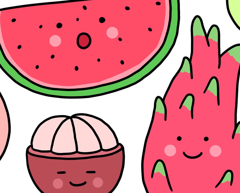 53 Cute Fruit Digital Stickers Fruit Printable Sticker - Etsy
