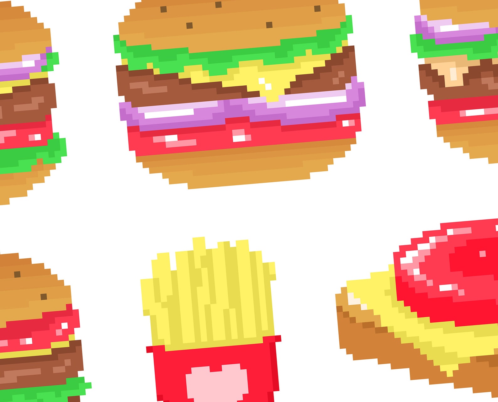 43 Cute Fast Food Pixel Art Digital Stickers Hamburger - Etsy