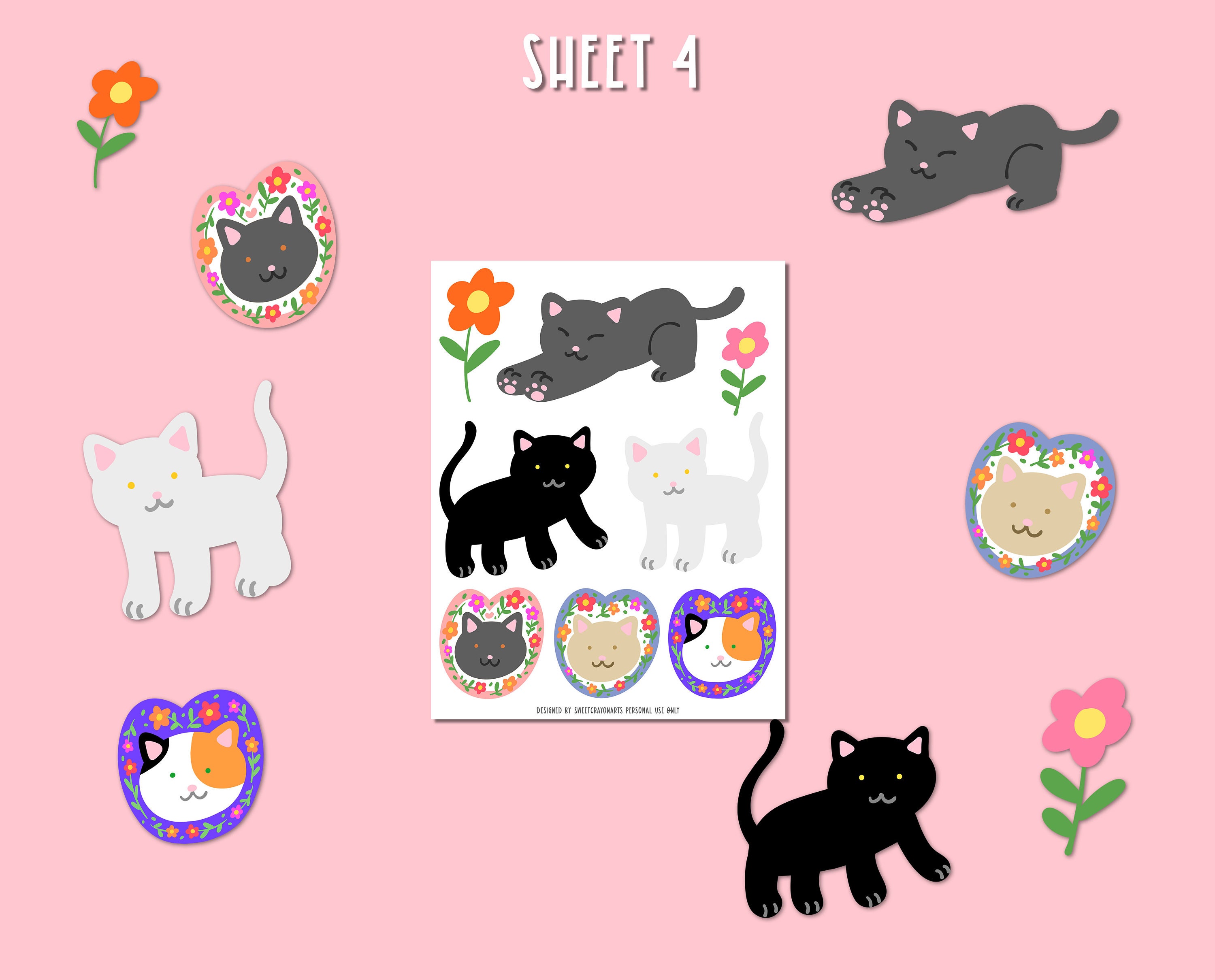 30 Cute Cat Sticker Pack Stickers for iPad Printable - Etsy